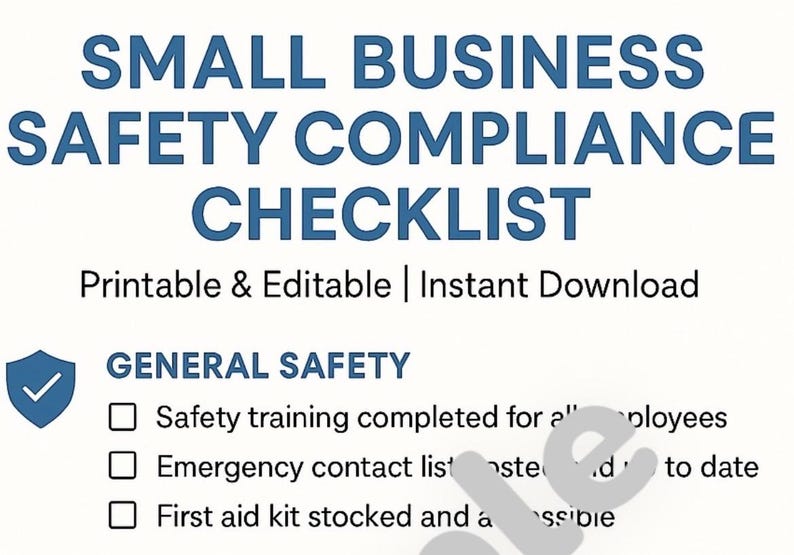 Small Business Safety Compliance Checklist Printable & Editable Instant ...