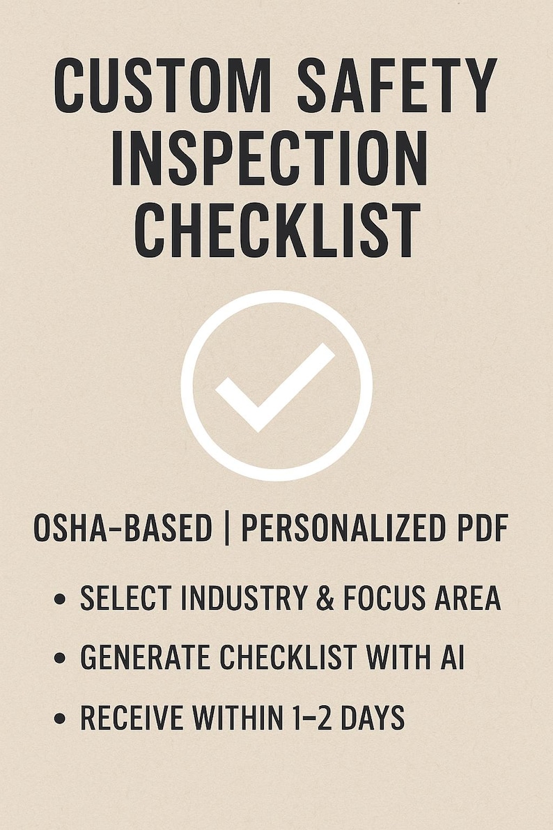 Custom Safety Inspection Checklist | Osha-based (PDF) - Etsy