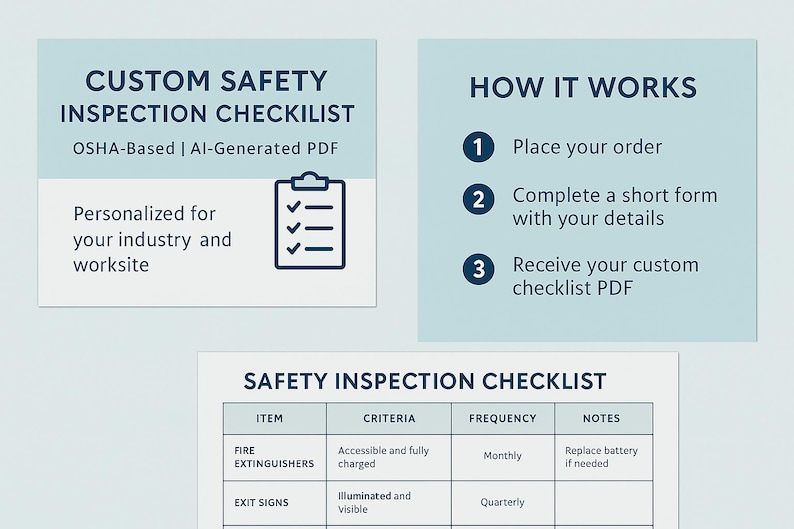 Custom Safety Inspection Checklist | Osha-based | Personalized for Your ...
