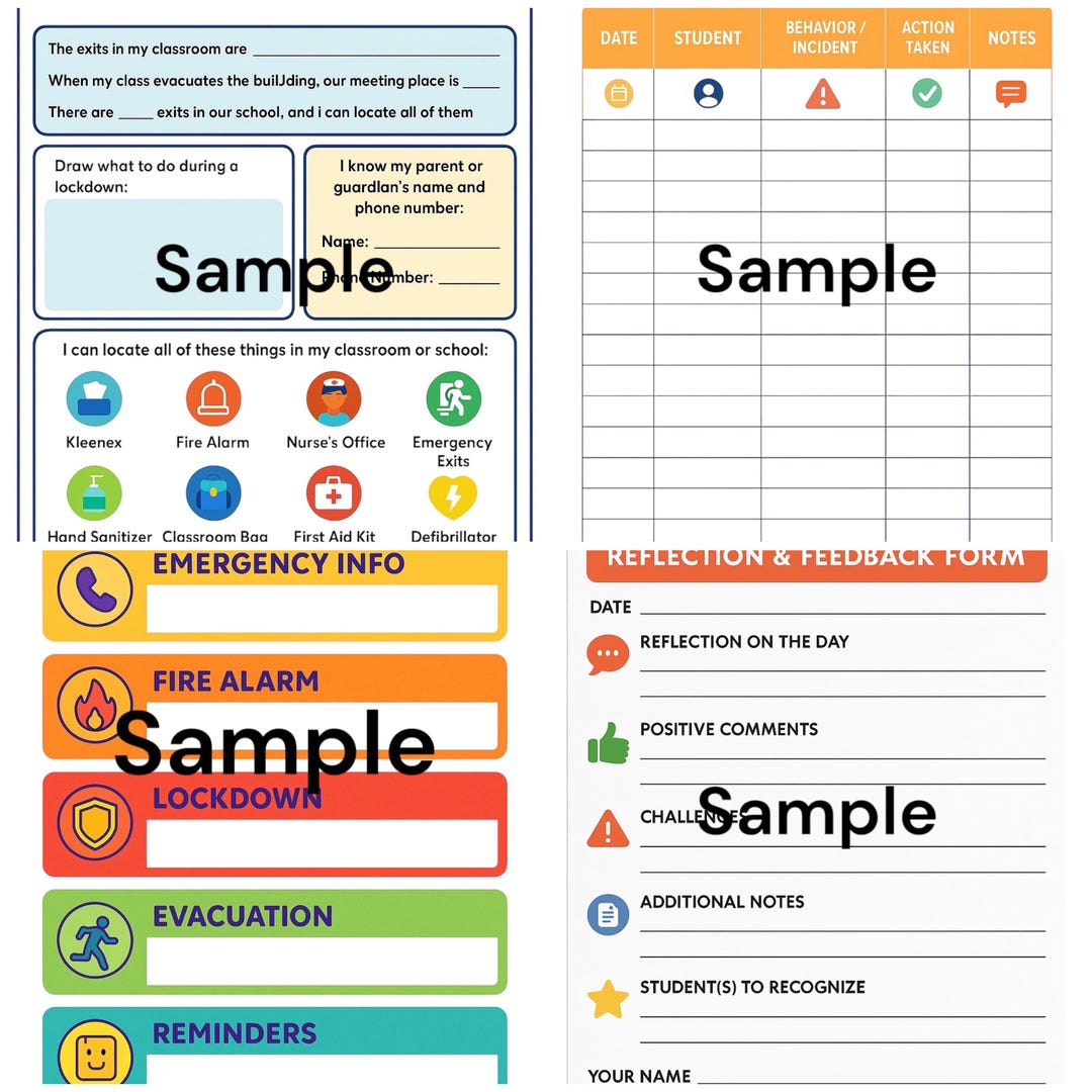 Substitute Teacher Safety Bundle – Deluxe Printable Kit (4 Documents ...