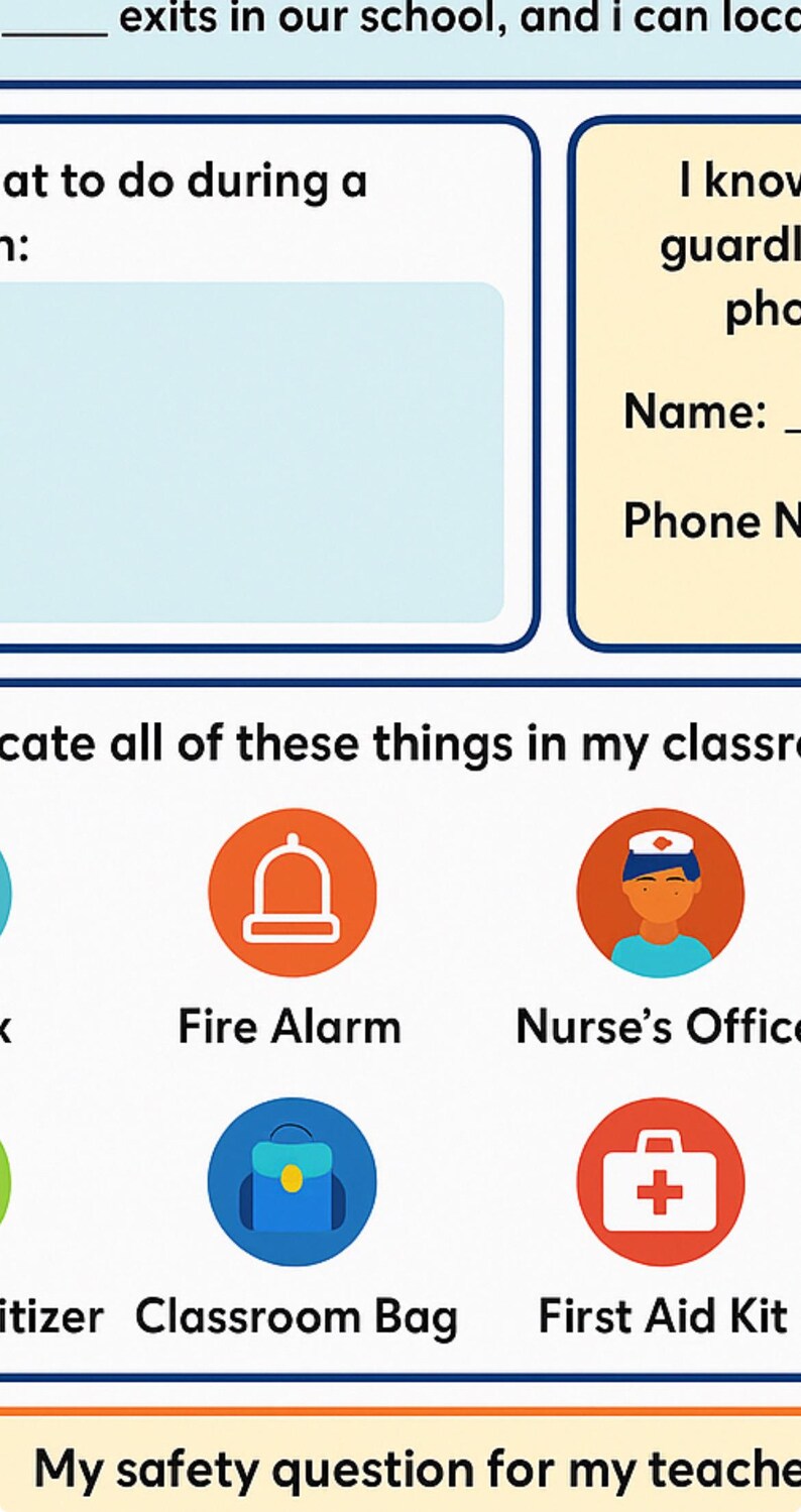 School Safety Find Learn Game | Printable Student Worksheet | Emergency ...