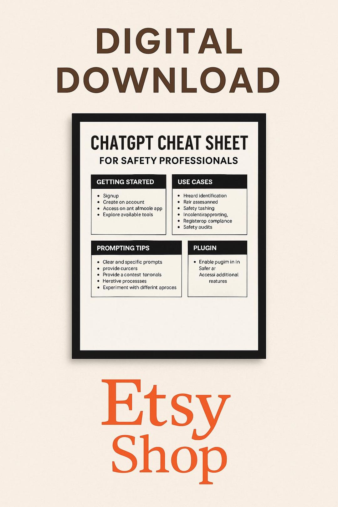 Chatgpt Cheat Sheet for Safety Pros | AI Prompts (printable PDF) - Etsy