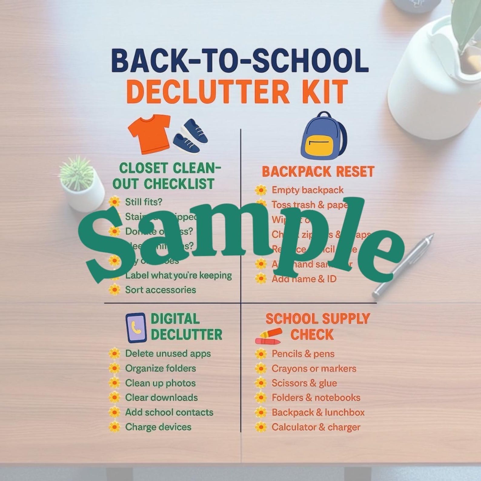 Back-to-school Declutter Checklist for Families (digital Download) - Etsy