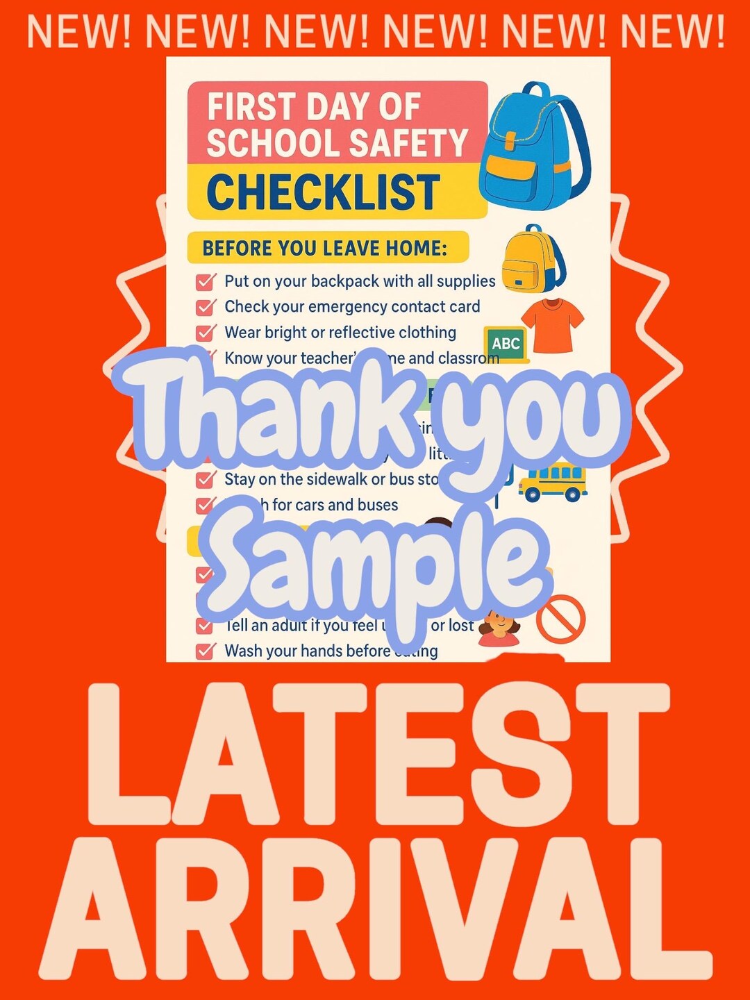 First Day of School Safety Checklist Printable – Back to School Poster ...