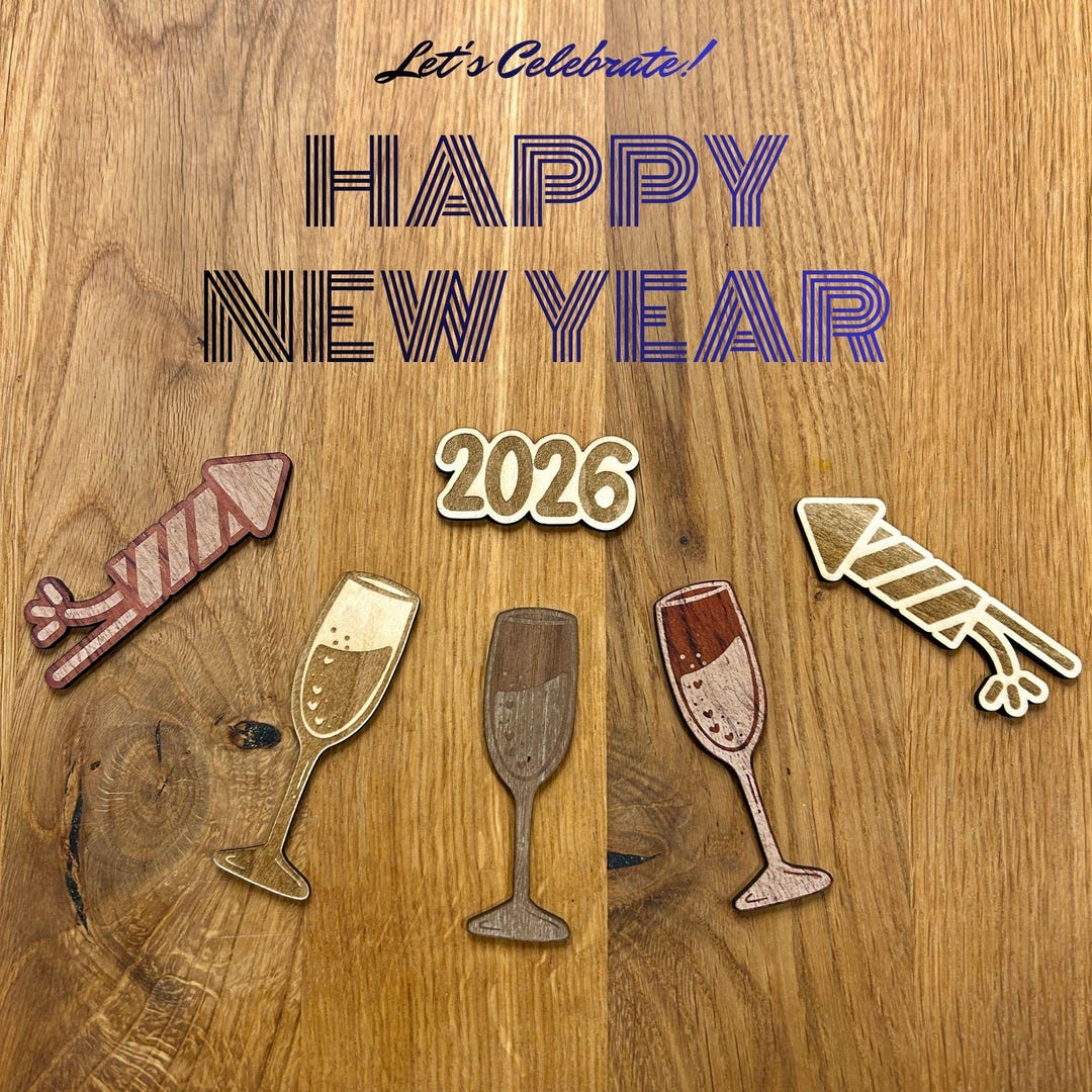 New Year's Eve Wooden Scatter Decorations – 15-piece Set – New Year ...