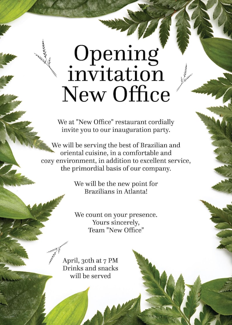 Elegant Business Reopening Invitation Template (5x7, Digital Download ...
