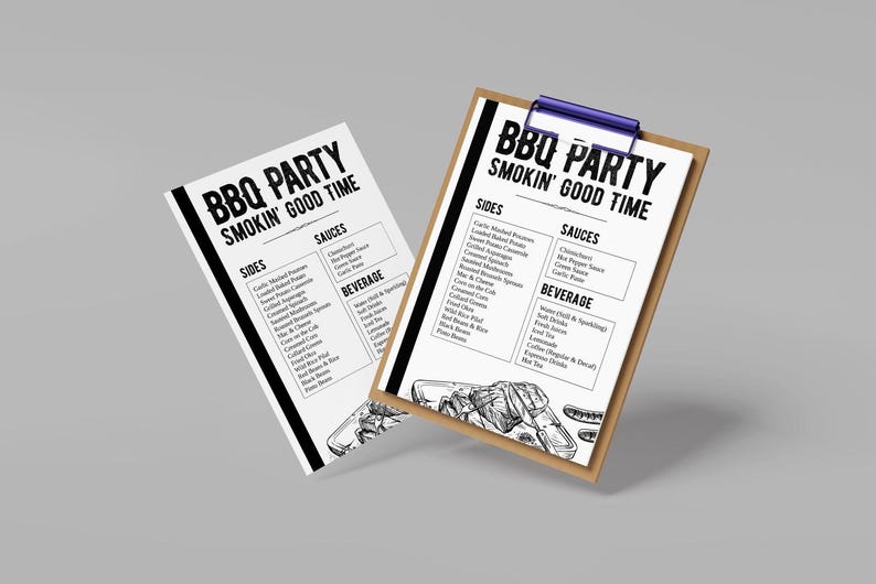 Editable BBQ Menu Party Food Menu Template With Barbecue Grill for ...