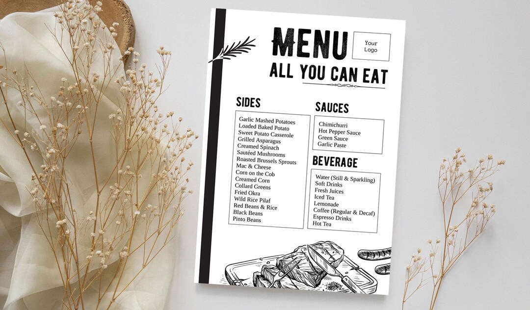 Editable BBQ Menu Party Food Menu Template With Barbecue Grill for ...