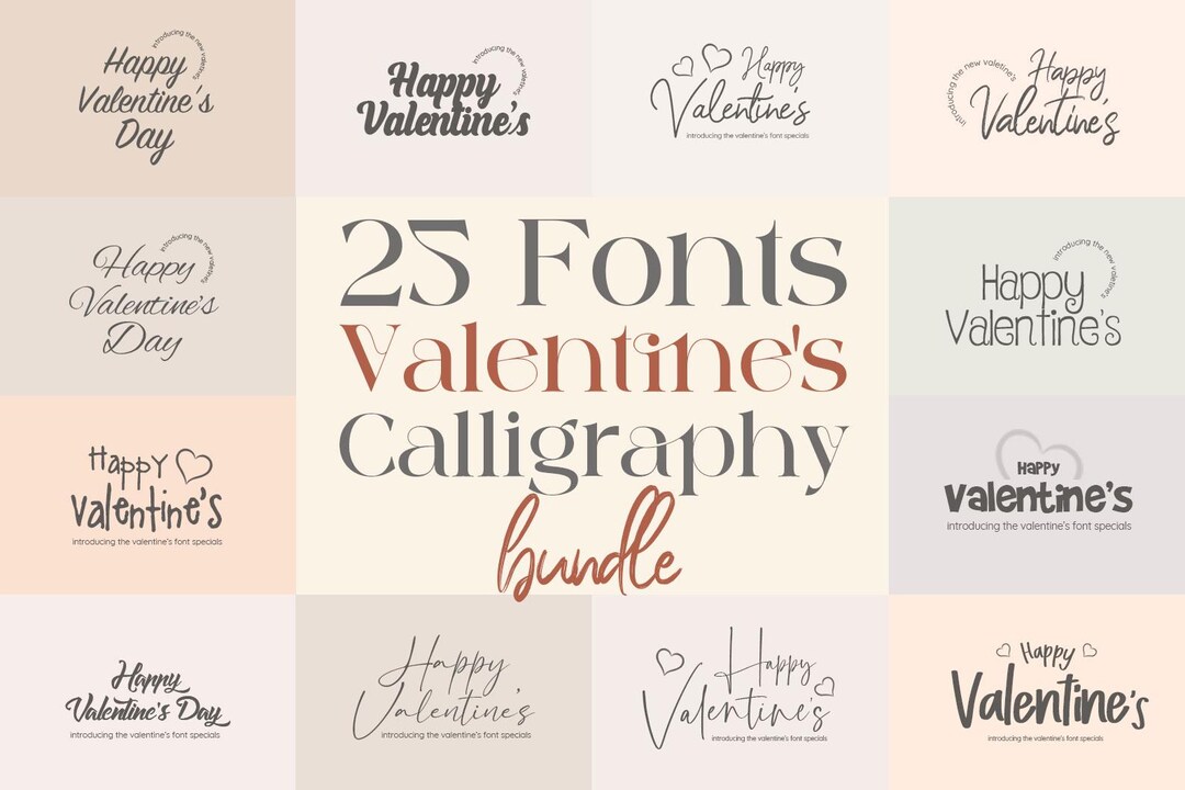 Valentine Font Bundle TTF, Heart Font, Valentine's Day Font ...