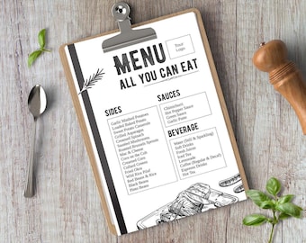 Editable BBQ Menu Template: Summer Grill Party, Steakhouse Menu (A4 ...