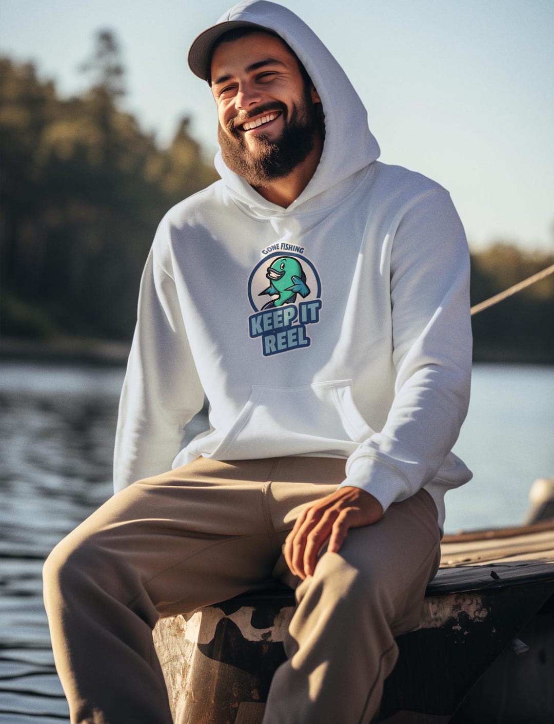 Keep It REEL Charlie, Fishing Hoodie, Fisherman Gifts , Kangaroo Pocket ...