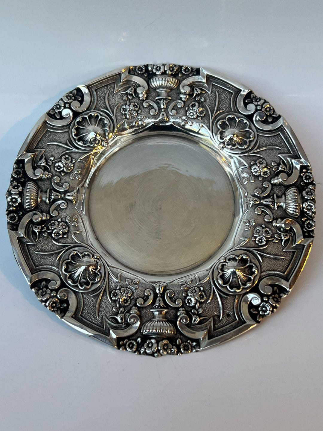 Antique Sterling Silver Tray - Plant Motifs - Art Nouveau - Art Deco ...