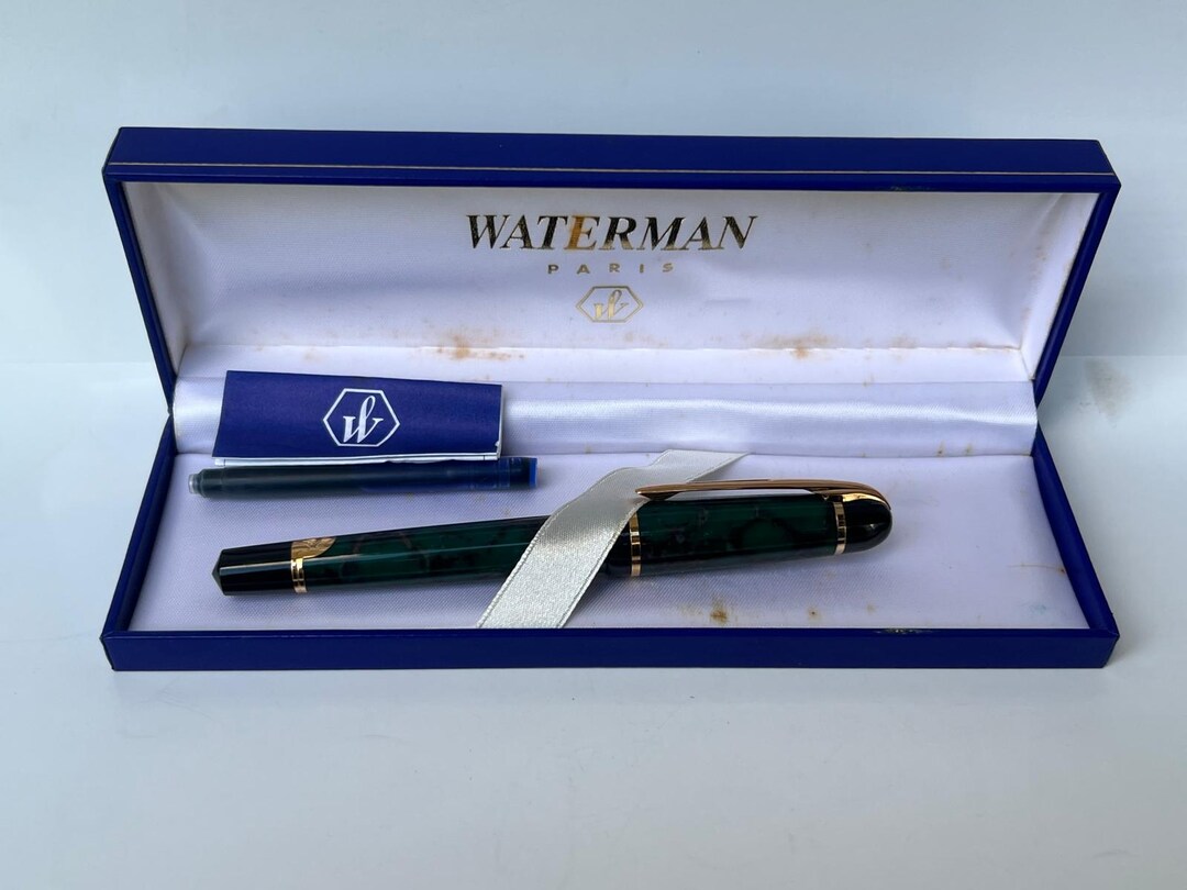 Vintage Waterman Phileas Green Marble Fountain Pen Trance - Etsy