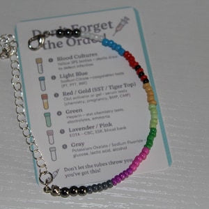 Order of Draw Bracelet – Phlebotomy Inspired Seed Bead Jewelry - Etsy