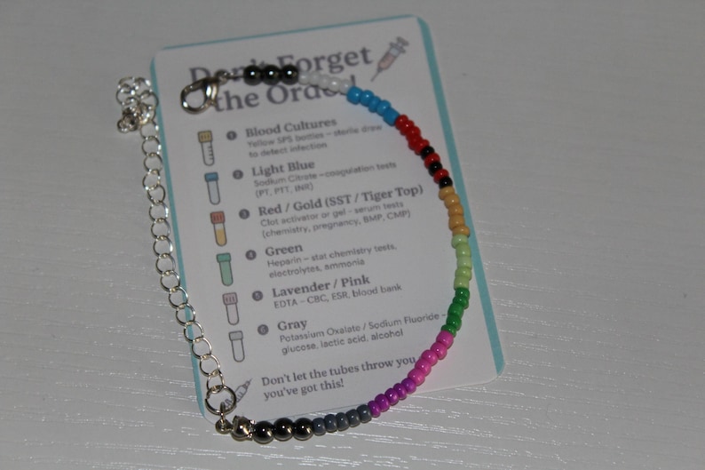 Order of Draw Bracelet – Phlebotomy Inspired Seed Bead Jewelry - Etsy