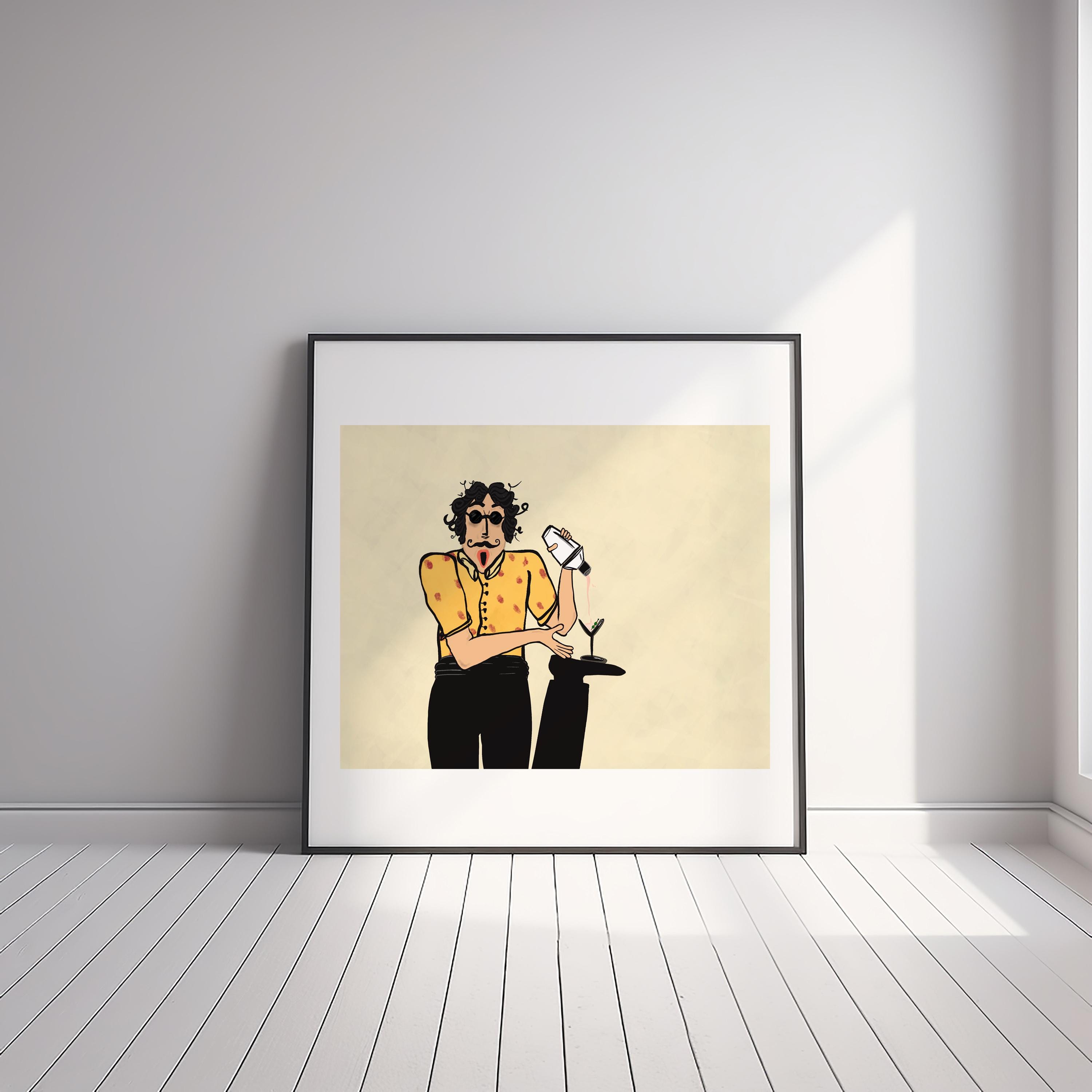 French Waiter Pouring a Martini - Bar Cart Art - Aesthetic Wall Art ...