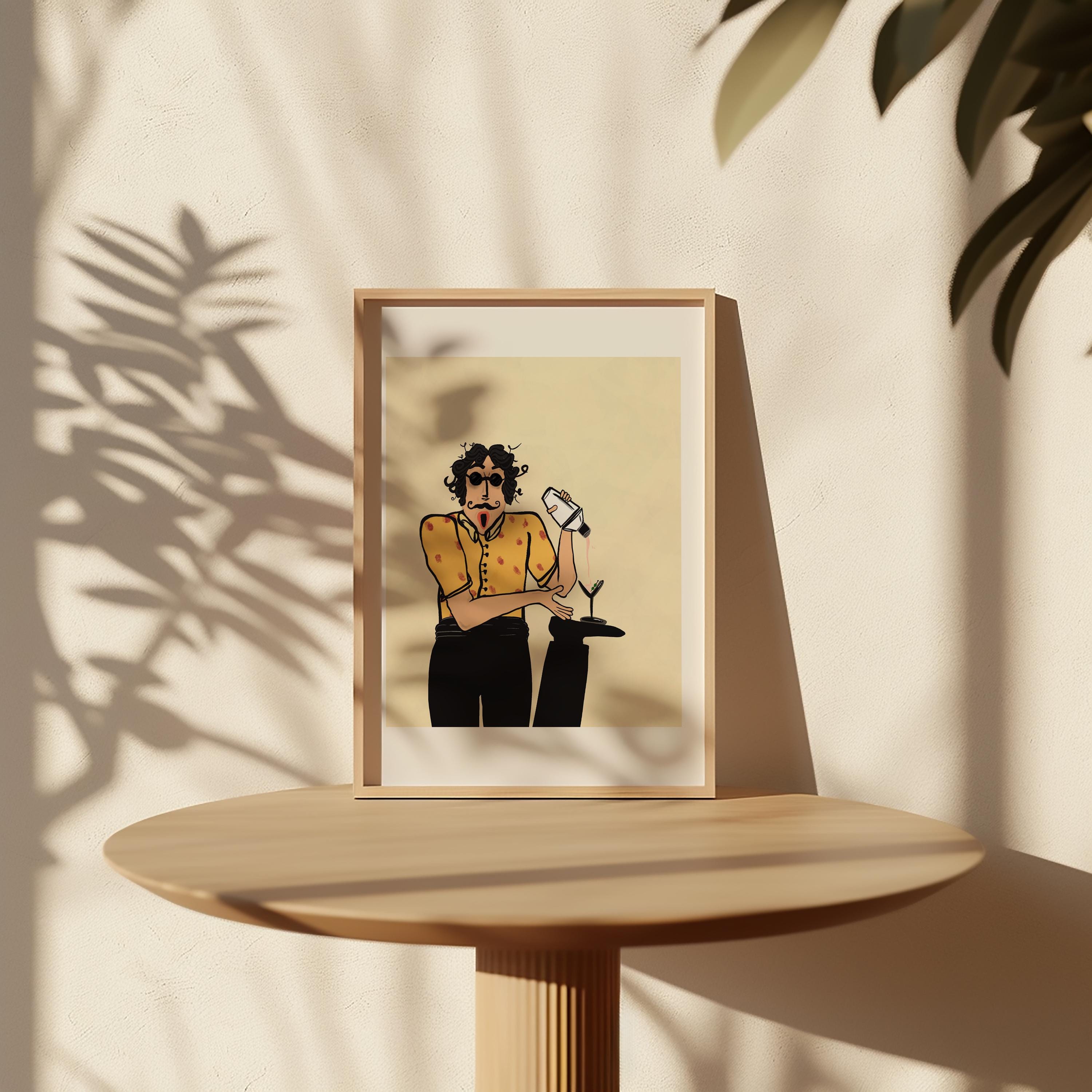 French Waiter Pouring a Martini - Bar Cart Art - Aesthetic Wall Art ...