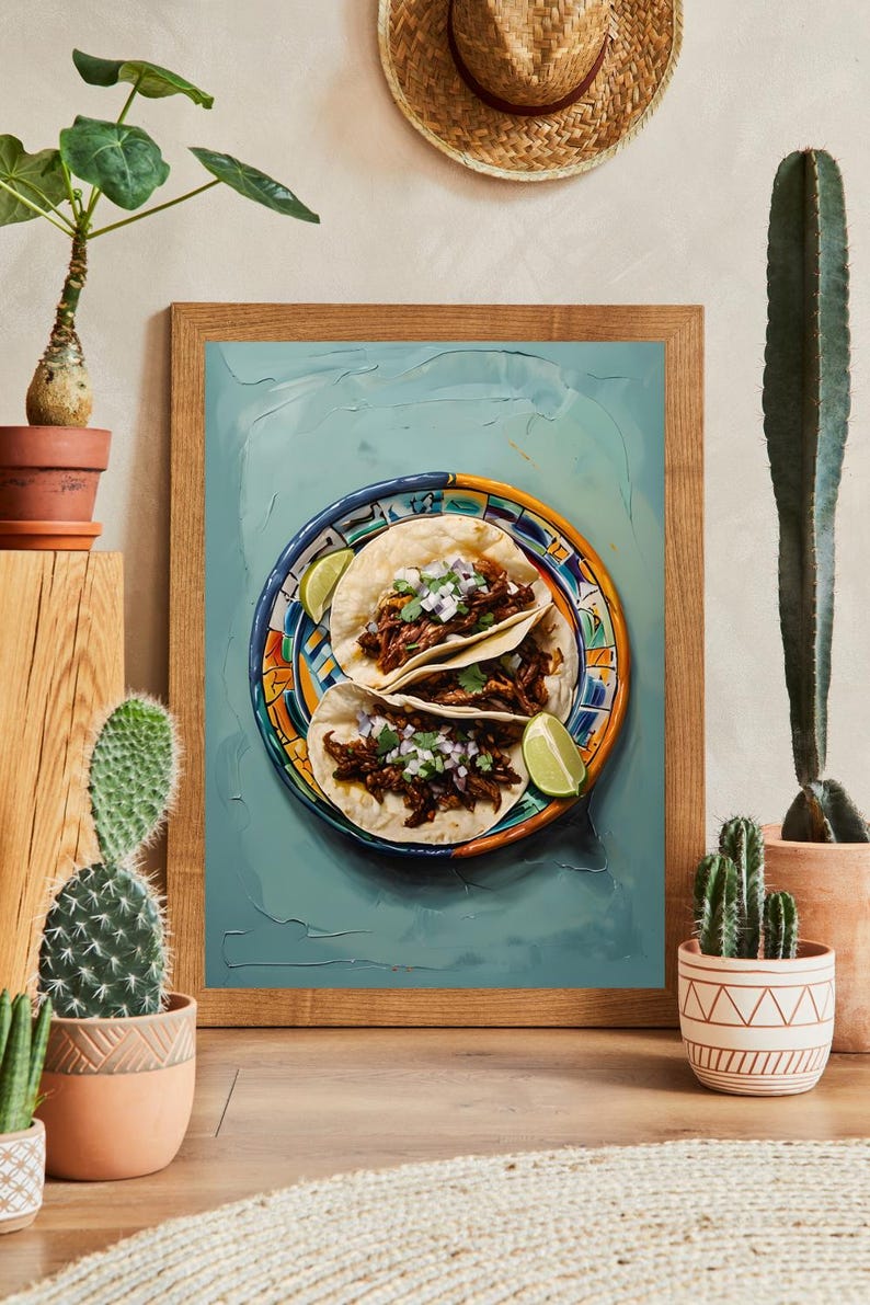 Mexican Street Tacos Still Life Art Print, Mexican Food Kitchen Wall ...