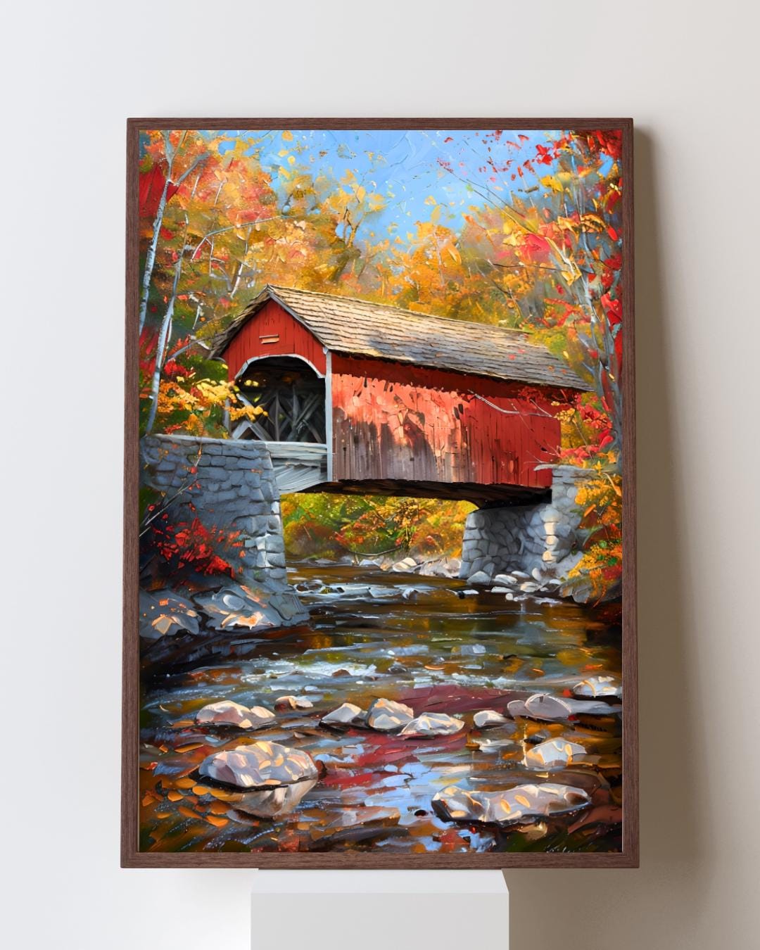 New Hampshire Covered Bridge Wall Art – Kancamagus Highway Autumn Print ...