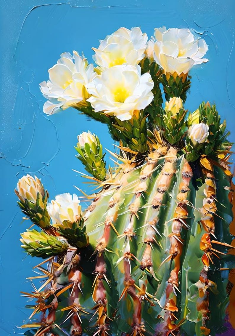Saguaro Flower Wall Art, Desert Wildflower Bloom Print, Arizona State ...