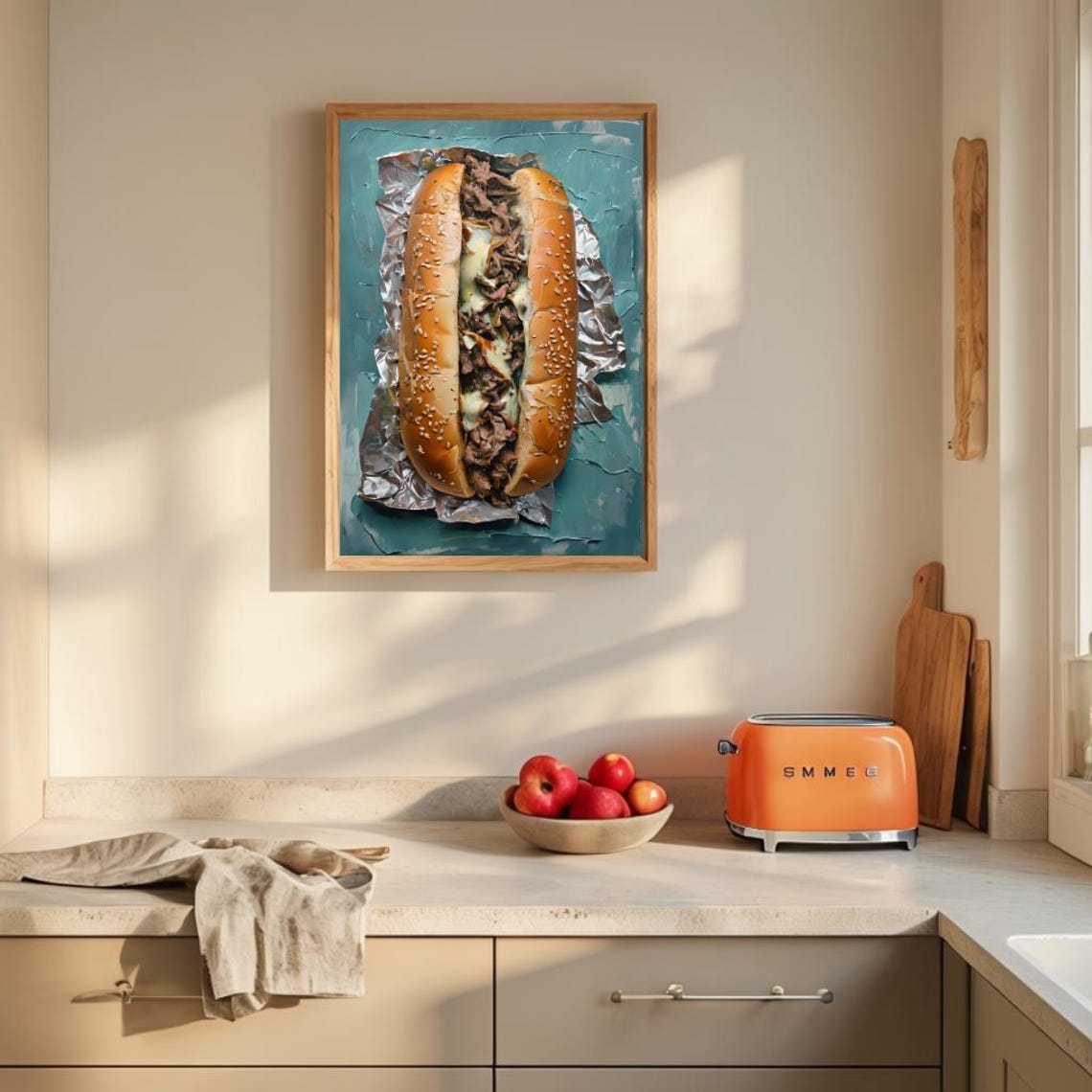 Philly Cheesesteak Still Life Art Print, Philadelphia Food Wall Art ...