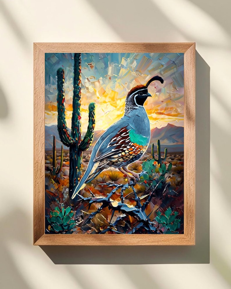 Gambel's Quail Art Print, Desert Quail Art, Southwestern Sunrise ...