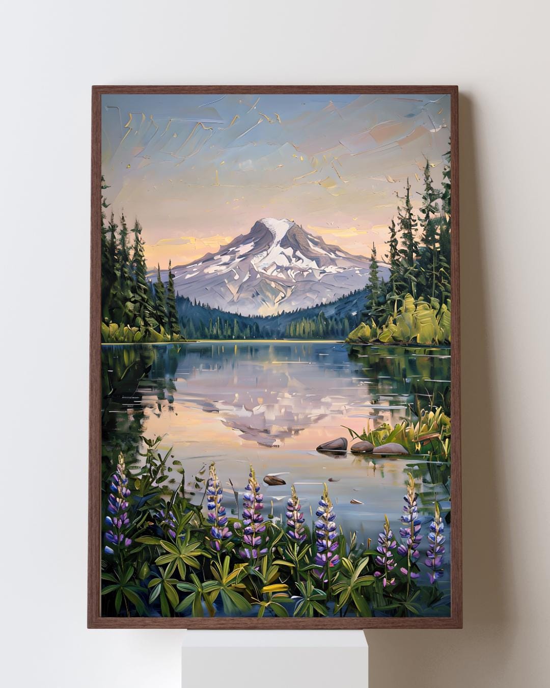 Mount Hood Art Print, Oregon Lupines Wall Art, Trillium Lake Oregon ...