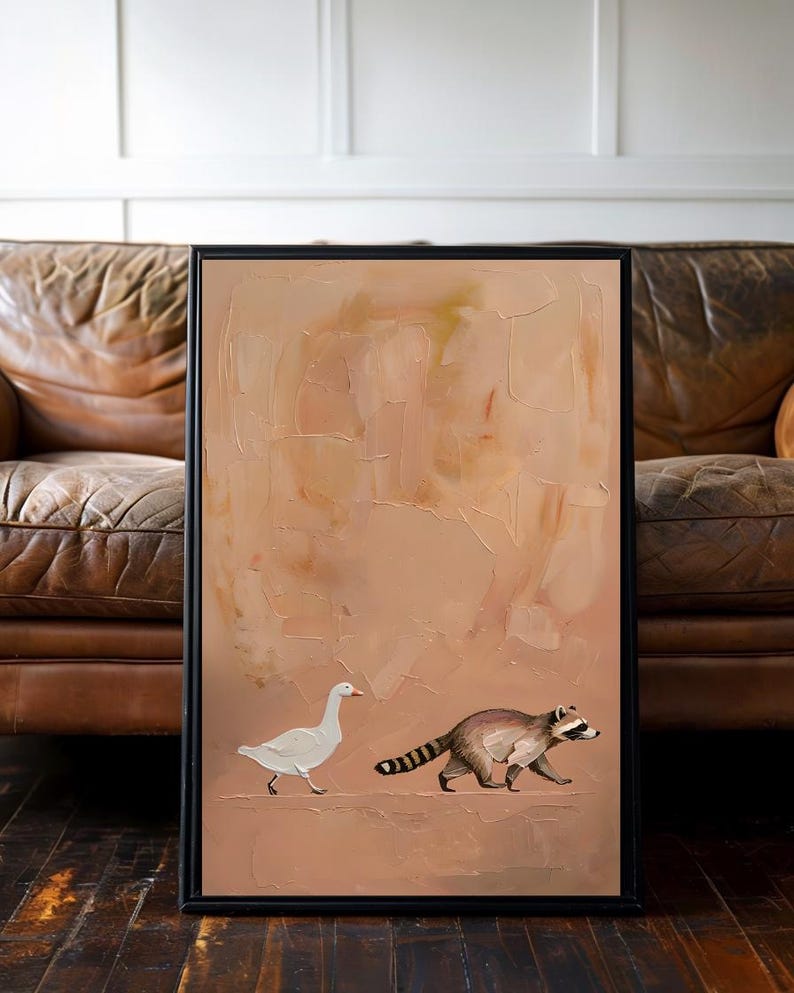 Partners in Crime Goose and Raccoon Print, Apartment Art Decor, Funny ...