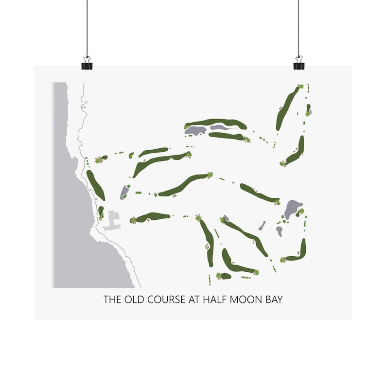 Half Moon Bay Old Course Map, Art for Golf Lovers, Home Decor Sports ...