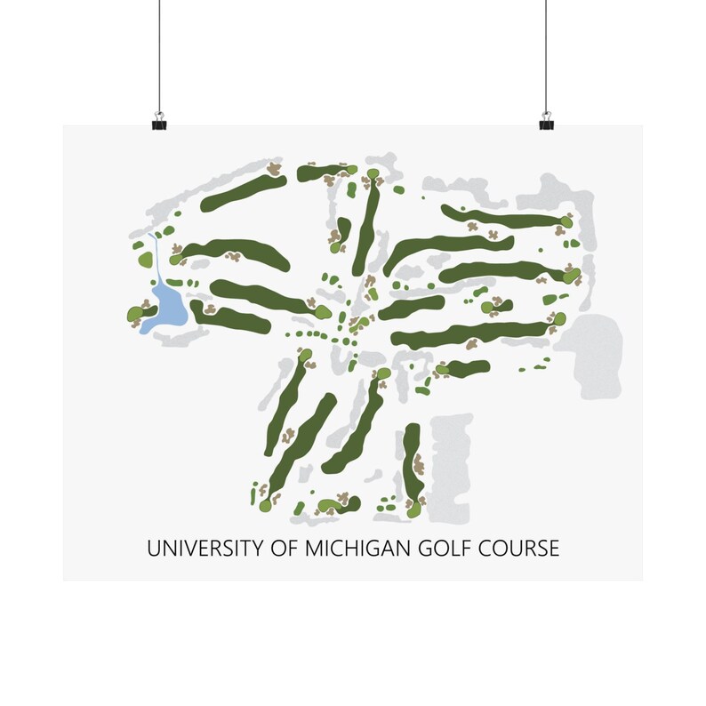 University of Michigan Golf Course Map Art Print: Gift for Golfers - Etsy