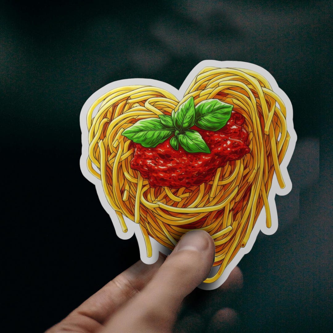 Heart-shaped Pasta / Spaghetti Sticker - Perfect for Italian Food ...