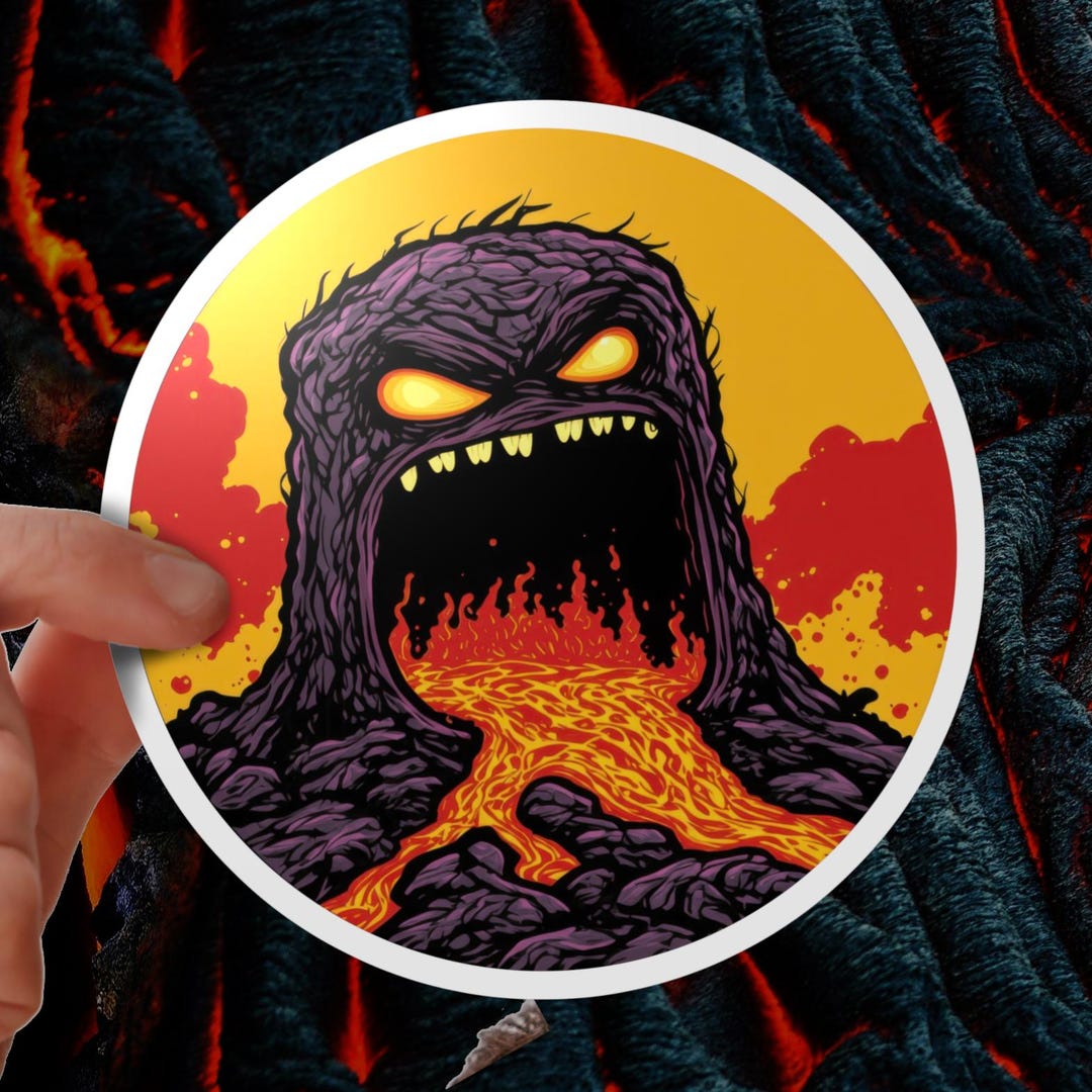 Lava Face Volcano Skate Sticker - Retro Cartoon Fun - Etsy