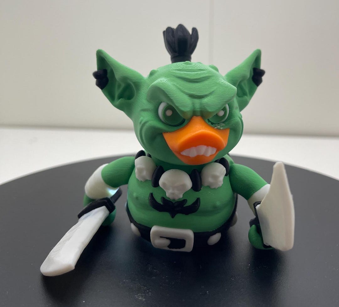 Orc Duckie - Green RPG Duck Dressed as an Orc With Weapons - 3D Printed ...