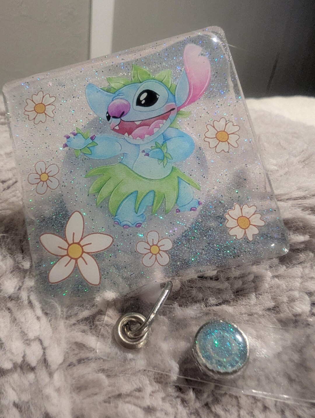 Stitch Hula Inspired With Daisy Flowers Badge Reel - Etsy