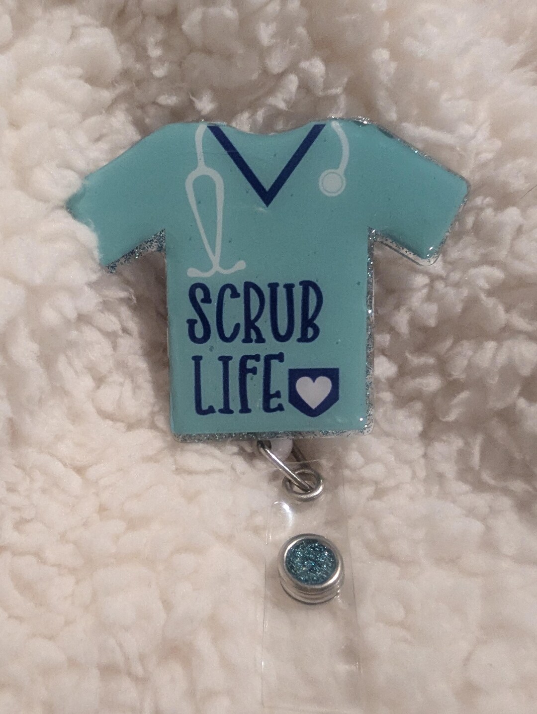 Blue Scrub Top Badge Reel - Etsy