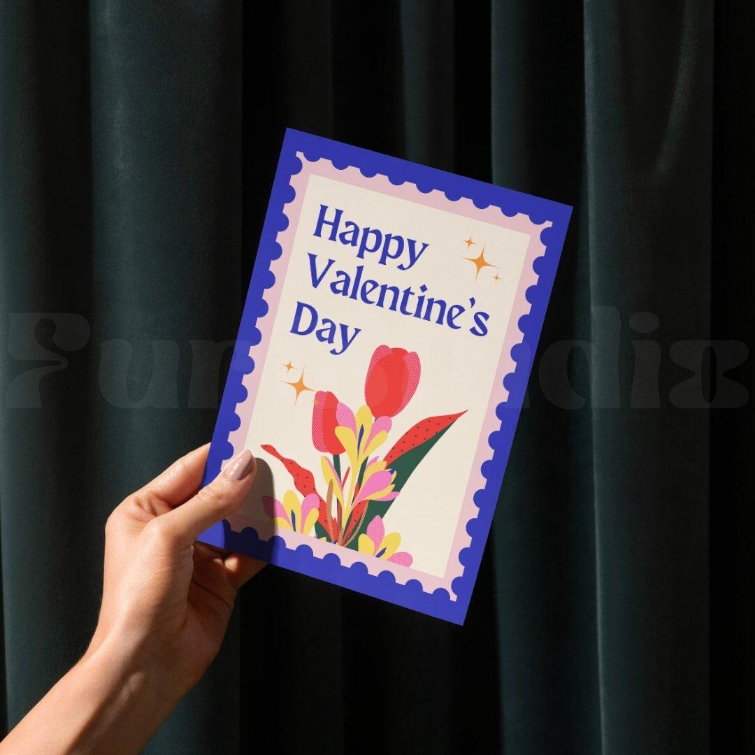 Printable Valentines Card | Blue Valentines Card | Trendy Greeting ...