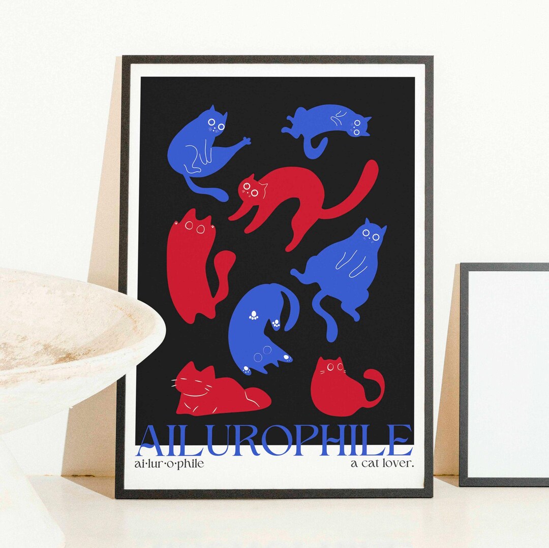 Cat Lover Poster: Abstract Feline Art Print (digital Download) - Etsy