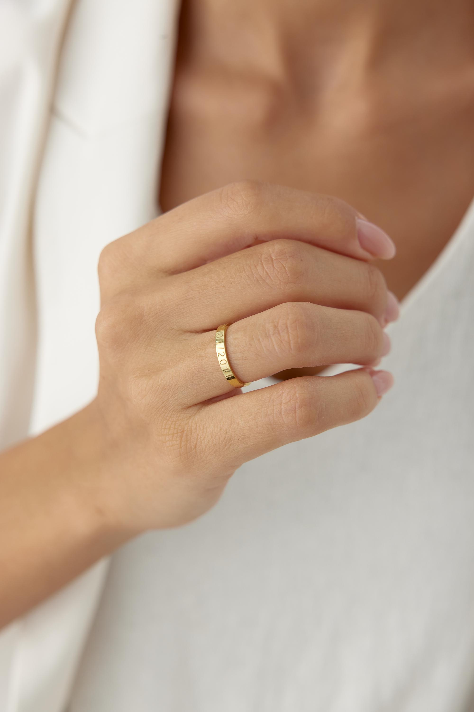 Custom Date Engraved Ring: 18K Gold Filled Sterling Silver - Etsy
