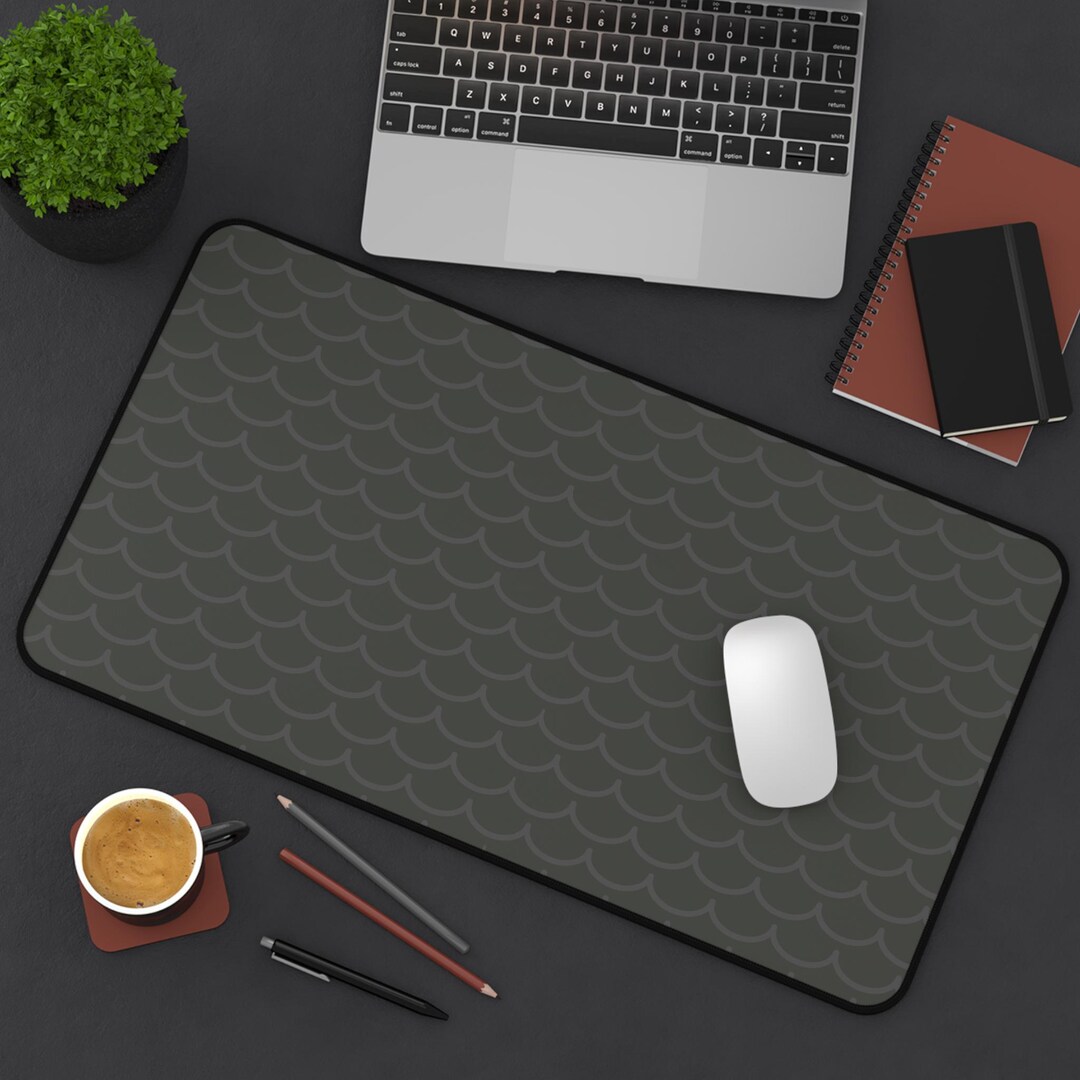 Wavy Curved Lines Seamless Pattern Desk Mat Abstract Grey Desk Pad ...