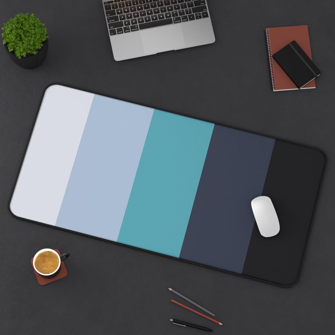 Blue Color Schemes Strips Large Desk Mat White to Blue Color Strips ...