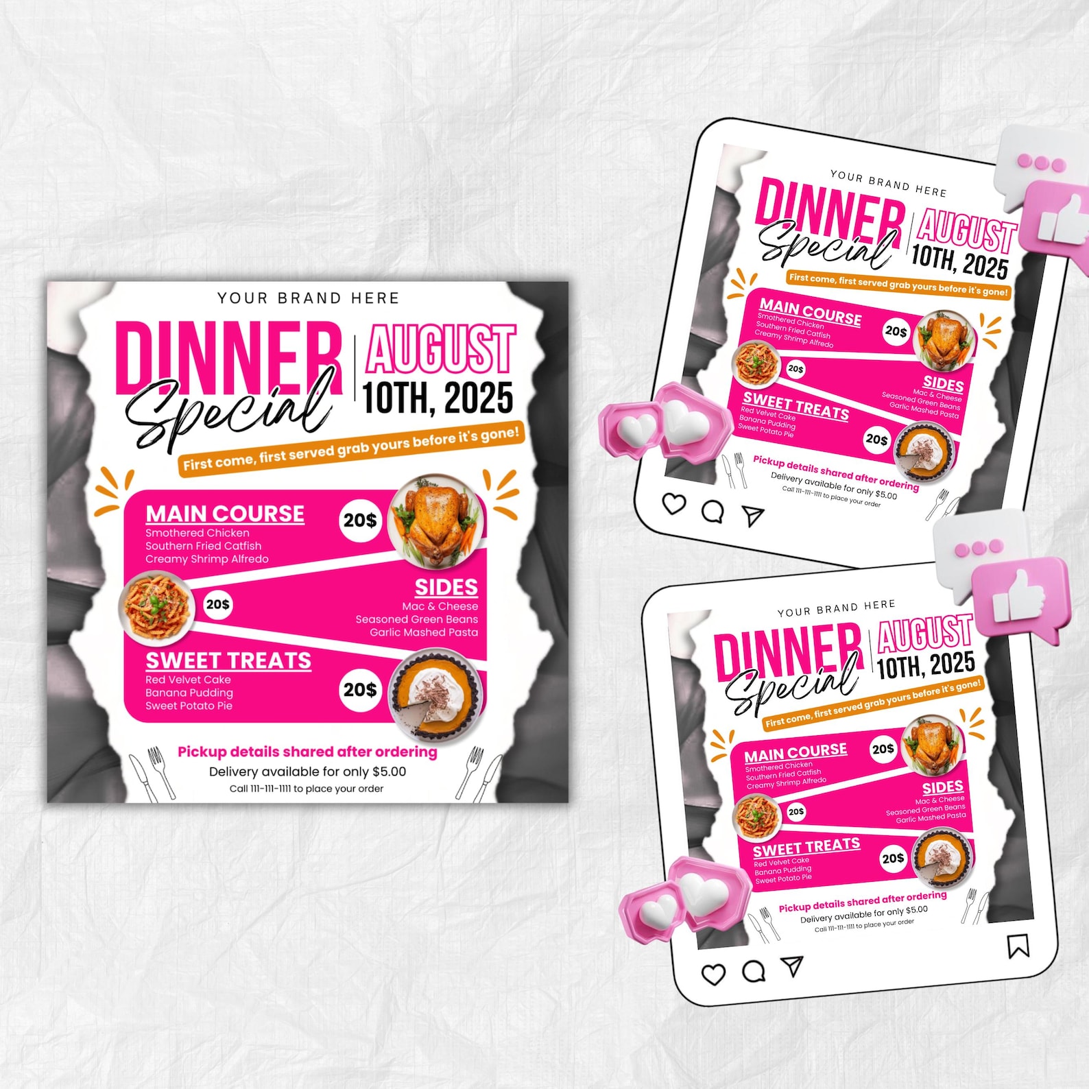 Dinner Sale Flyer, Sunday Deal Special Flyer Restaurant Food Menu ...