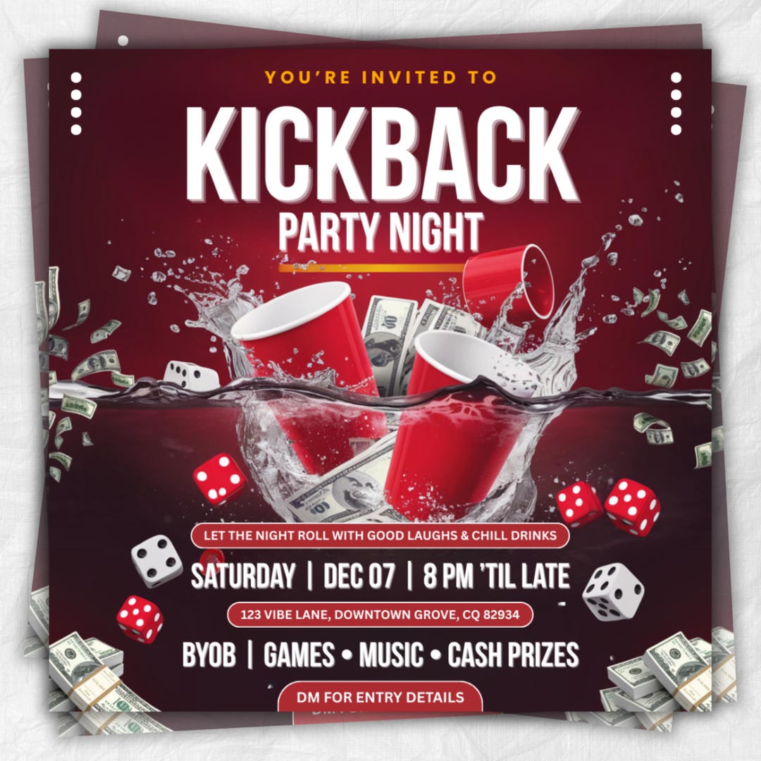 Kickback Party Flyer, Editable Kickback Club Flyer, Club DJ Party ...