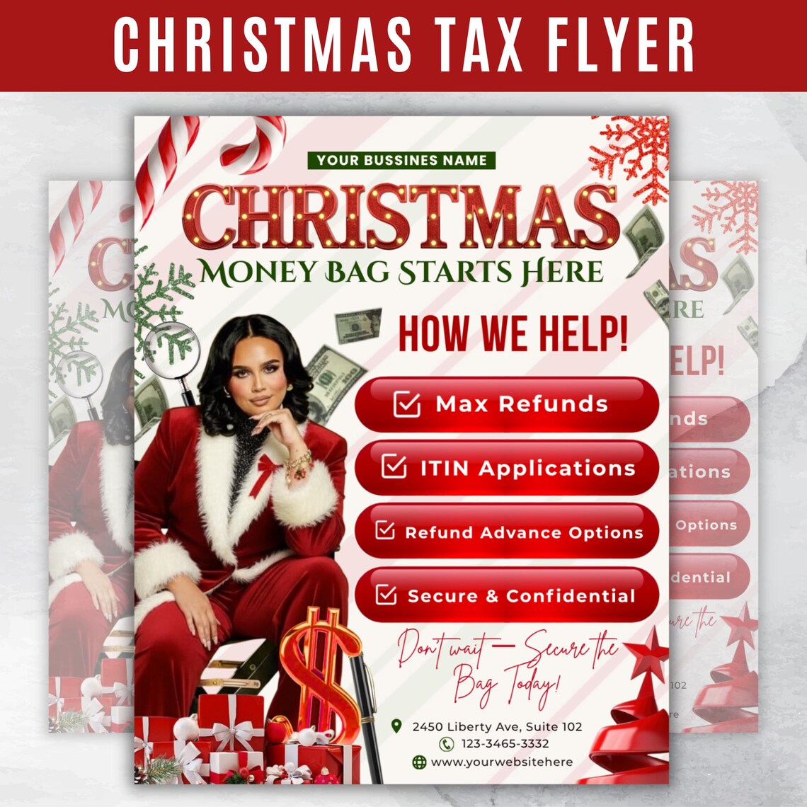 Professional Tax Service Flyer, Tax Season Christmas Special,modern Tax ...