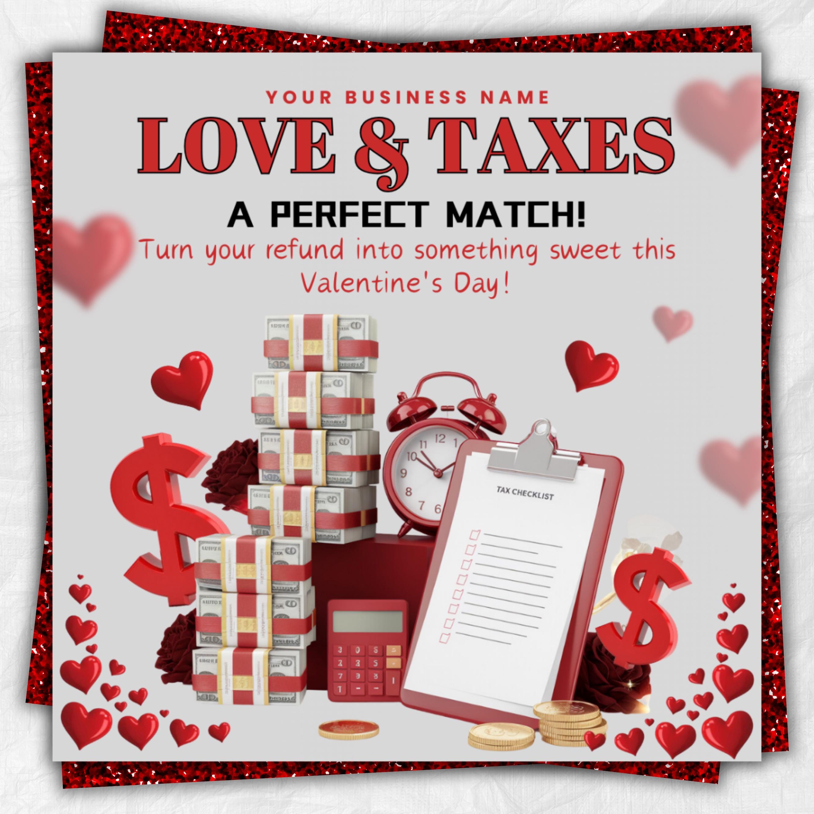 Tax Preparation Flyer, Valentine's Tax Flyer, Tax Season, Tax Prep ...