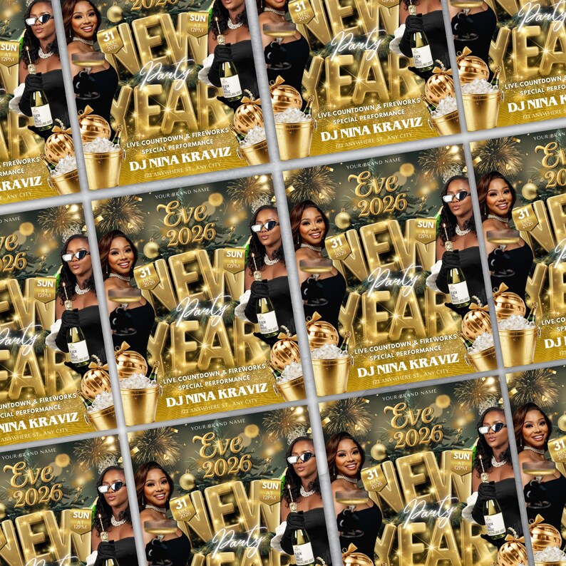 New Year Party Flyer 2026 Canva Template | Happy New Year Countdown ...