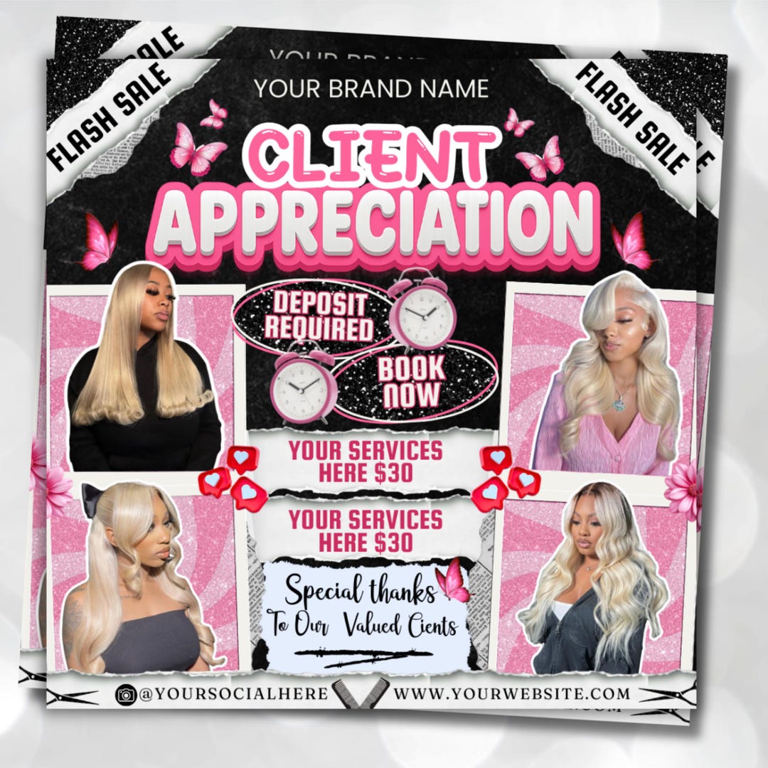 Client Appreciation Flyer, Client Appreciation Sale Flyer, Book Now ...