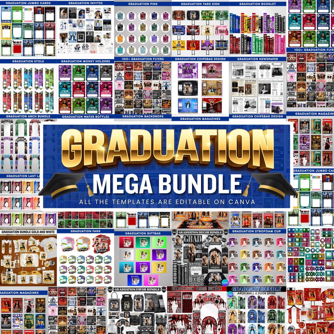Graduation Mega Bundle Canva Templates,class of 2026 Grad Party Bundle ...