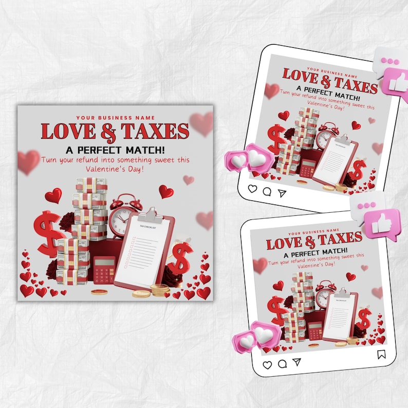 Tax Preparation Flyer, Valentine's Tax Flyer, Tax Season, Tax Prep ...
