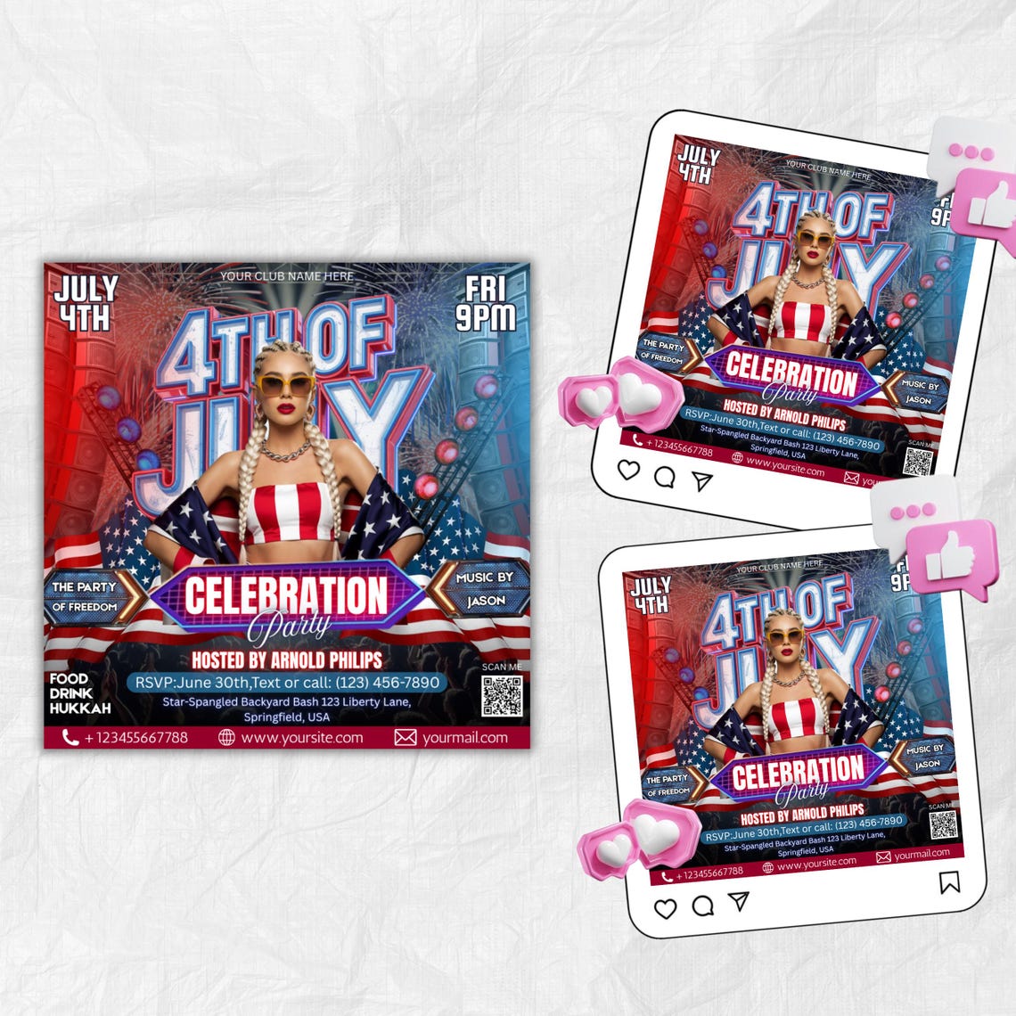 4th of July Flyer, 4th of July Party Flyer, Independence Day Flyer ...