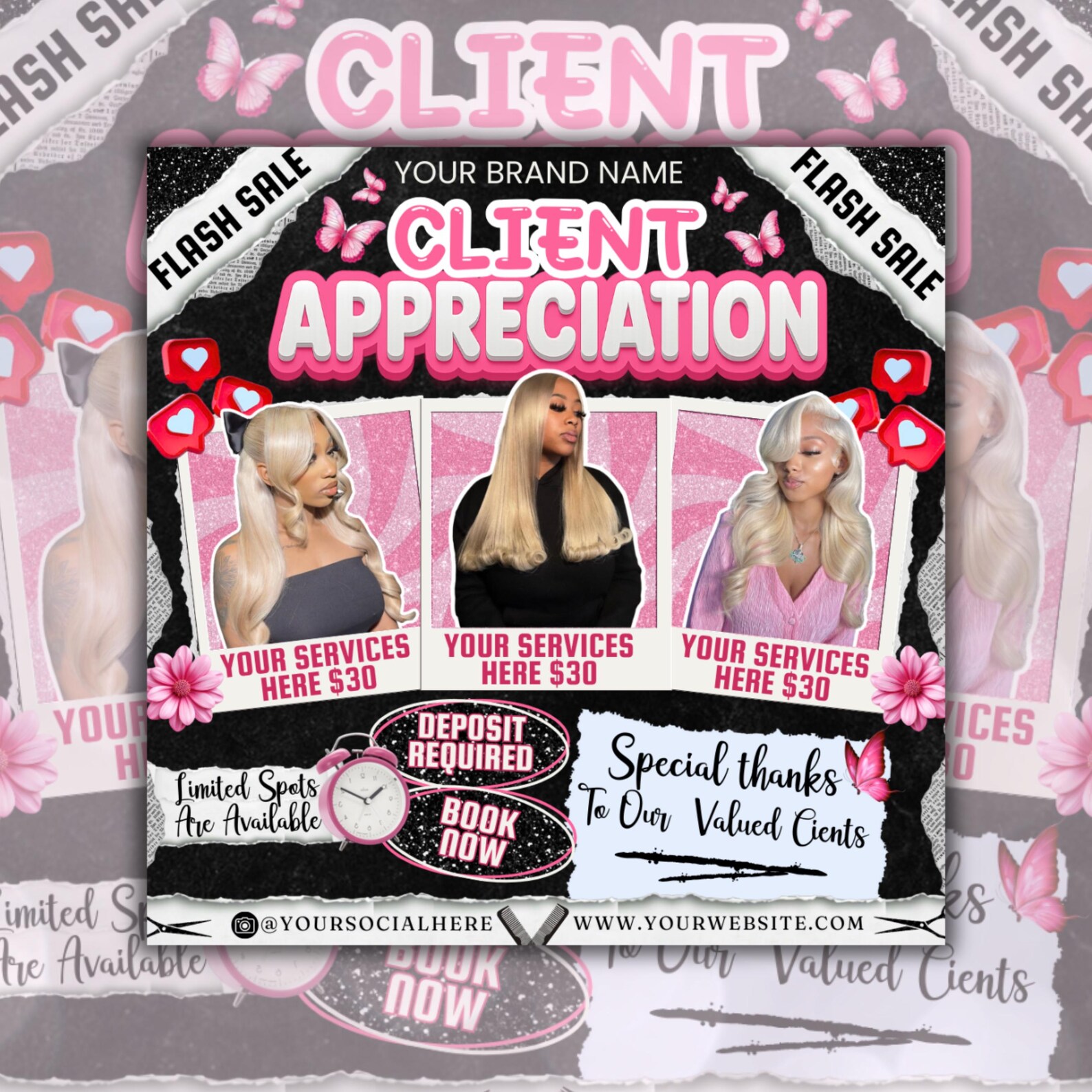 Client Appreciation Flyer, Client Appreciation Sale Flyer, Book Now ...